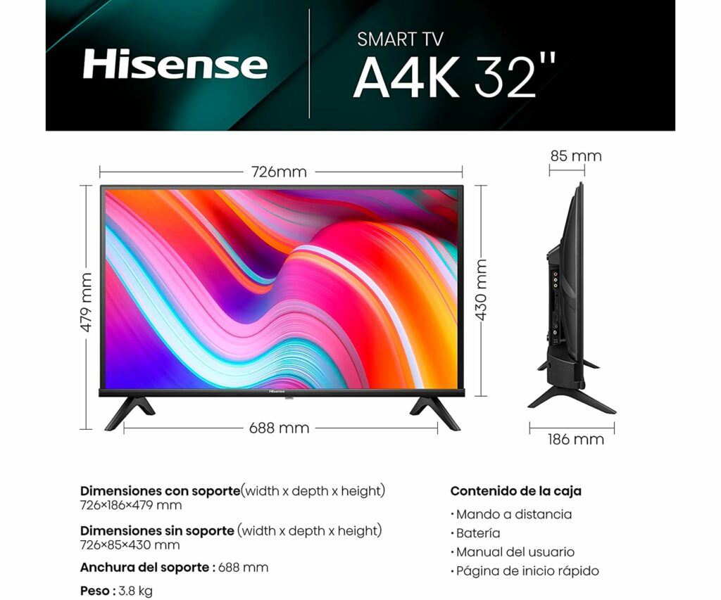 TV Hisense 32A4K Direct Led HD Smart TV